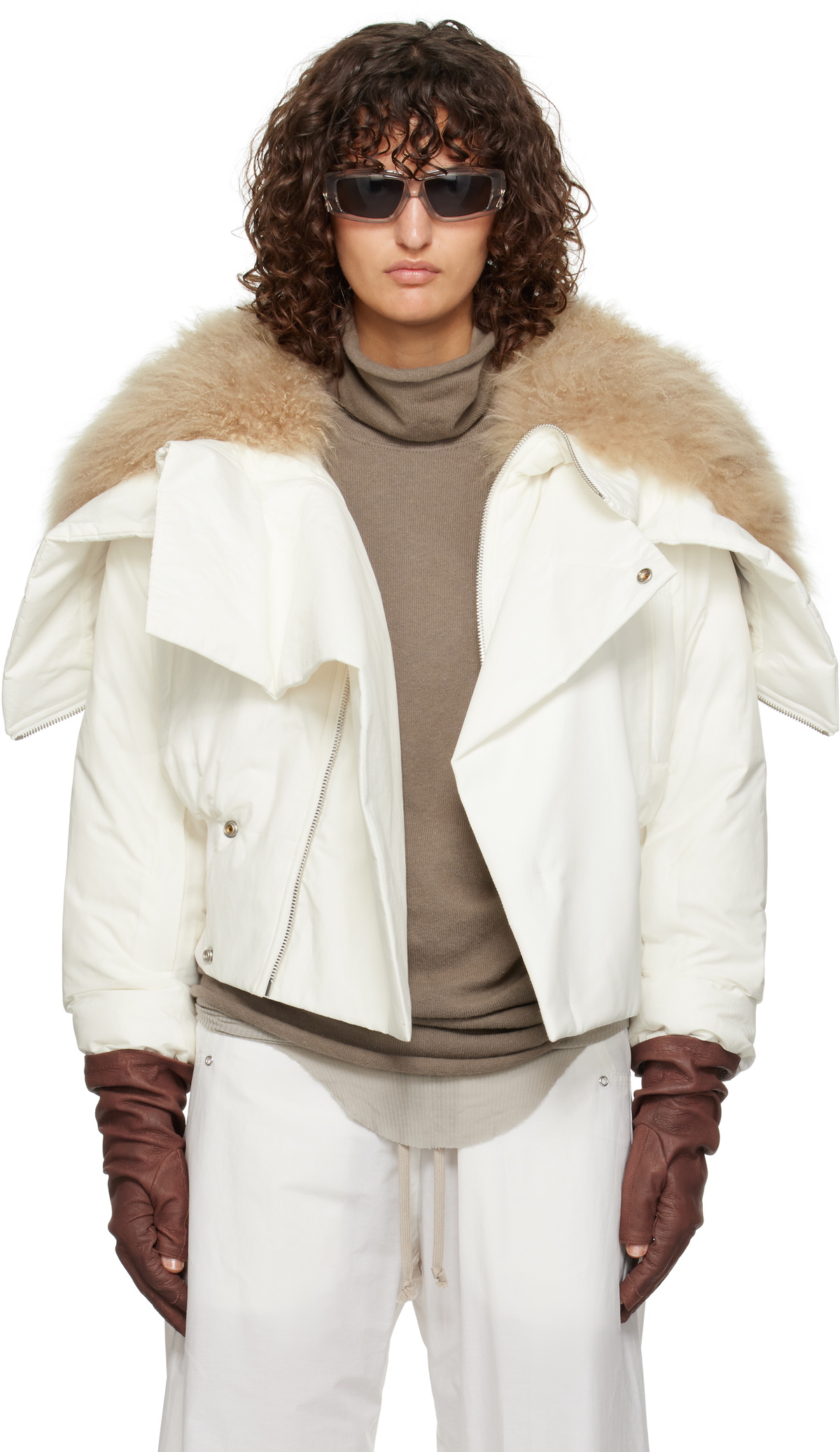 Rick Owens Moncler Rick Owens Off White Alice Fur Jacket Rick Owens 4479