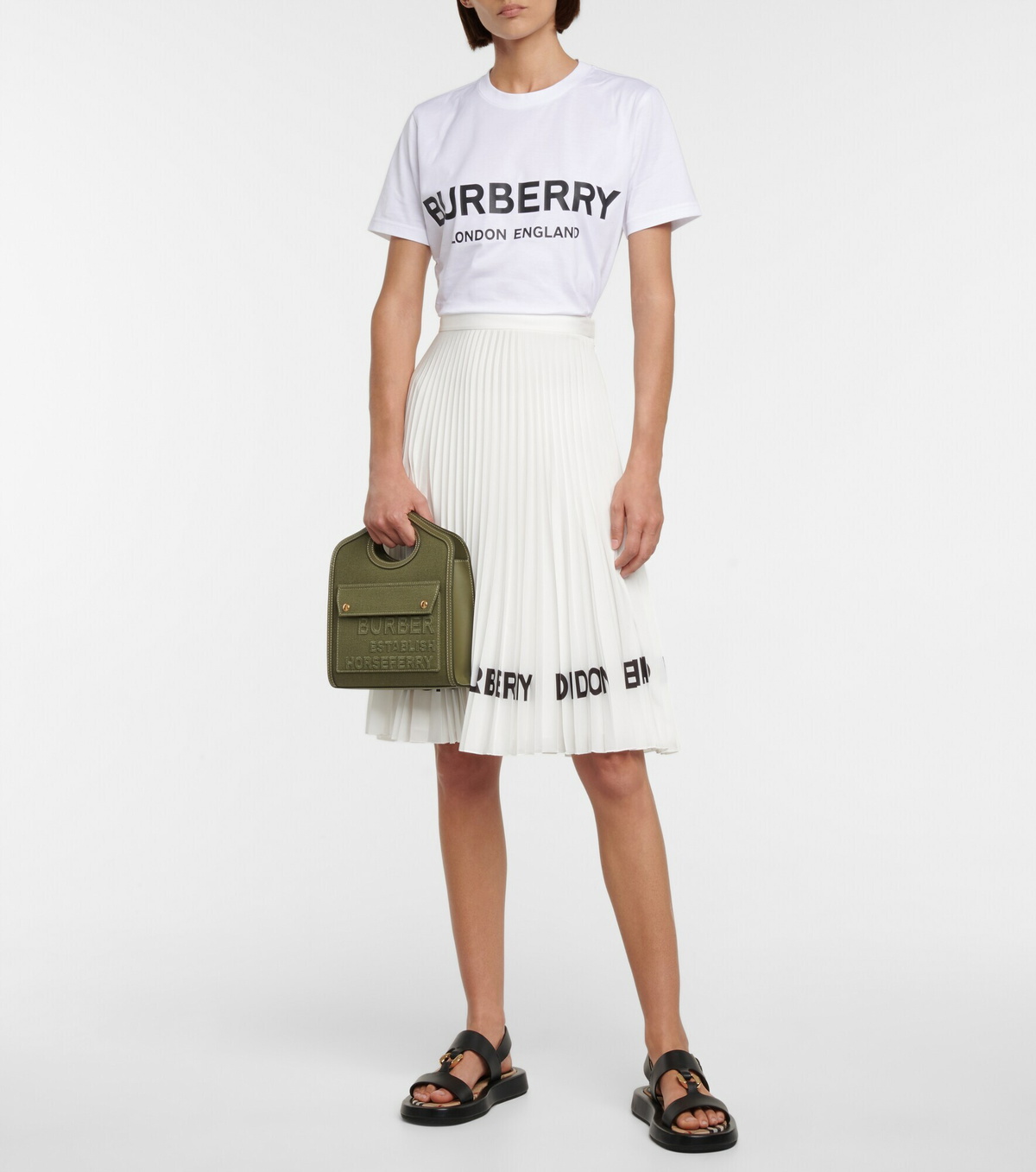 Burberry - Pocket Mini leather-trimmed canvas tote Burberry