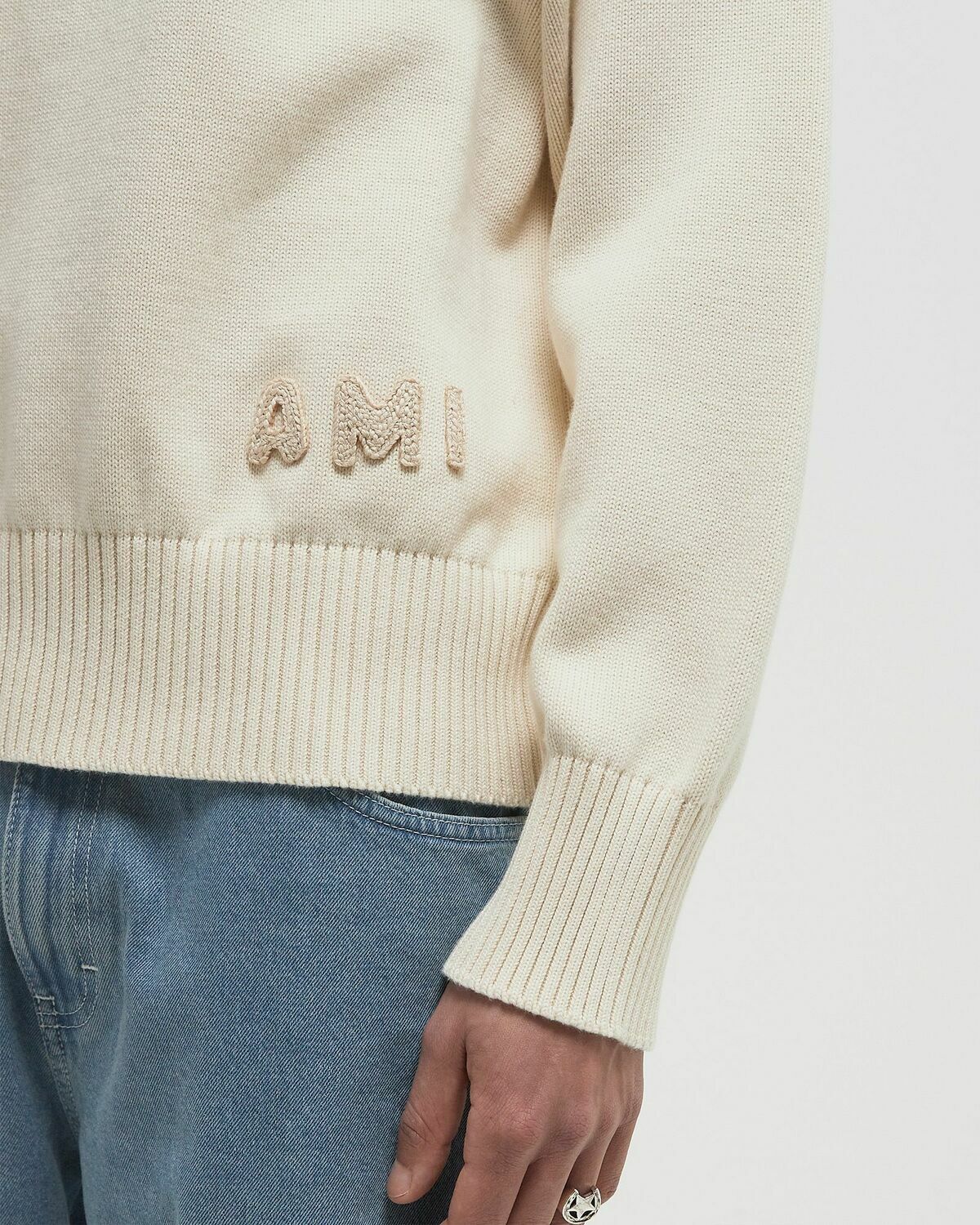 AMI Paris AMI CREWNECK SWEATER White Mens Sweatshirt AMI