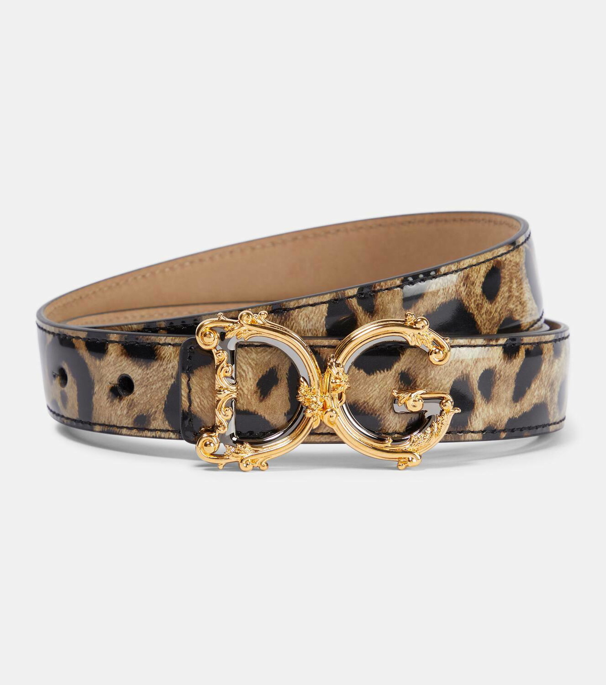 Dolce&Gabbana DG leopard-print patent leather belt Dolce & Gabbana