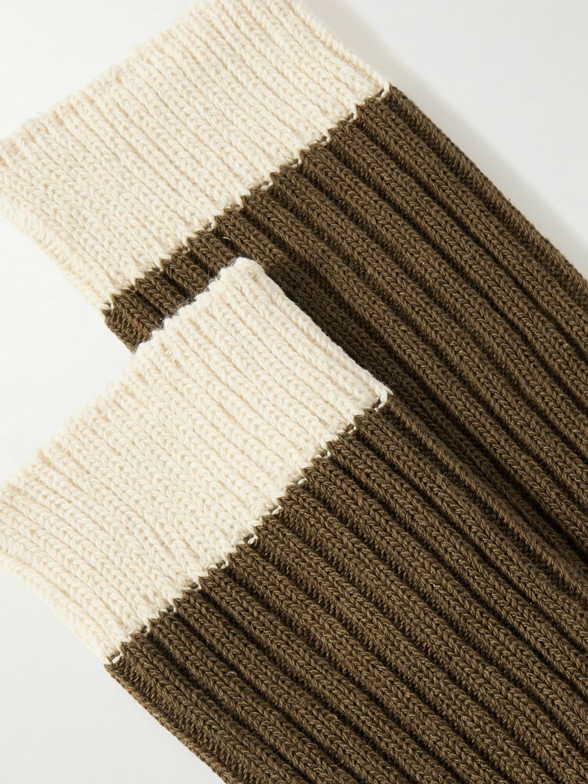 Mr P. - Two-Tone Recycled Cotton-Blend Socks Mr P.