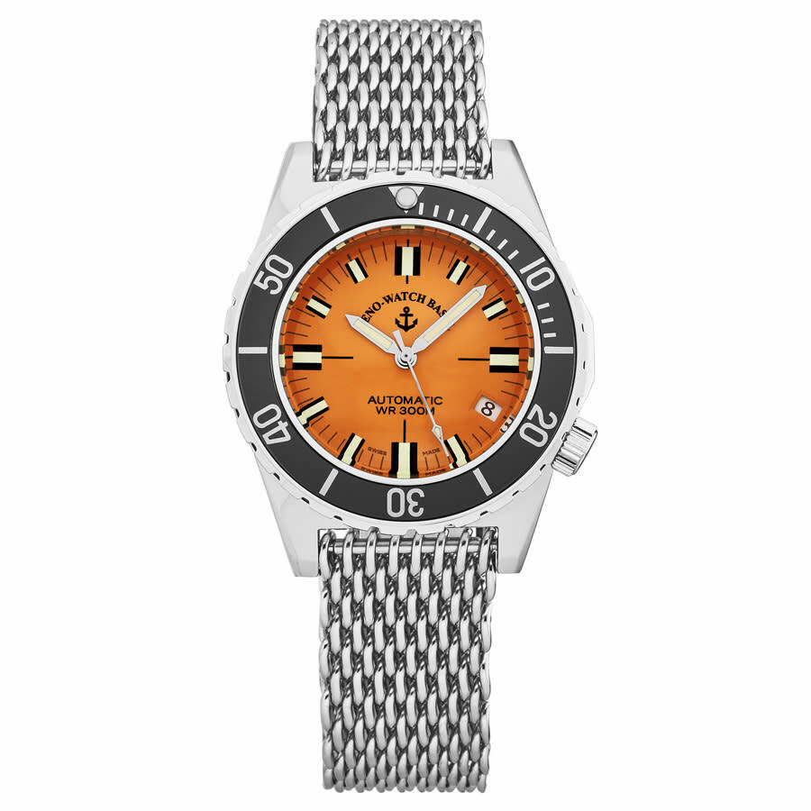 Zeno Army Diver Automatic Orange Dial Mens Watch 485N-A5MM Zeno