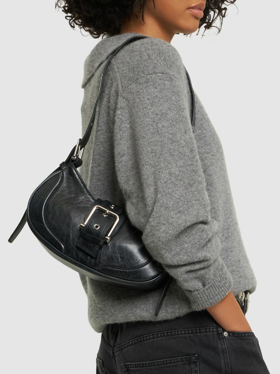 OSOI - Hobo Brocle Leather Shoulder Bag OSOI