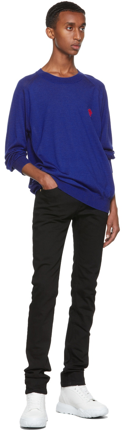 Versace Blue Embroidered Medusa Sweater Versace