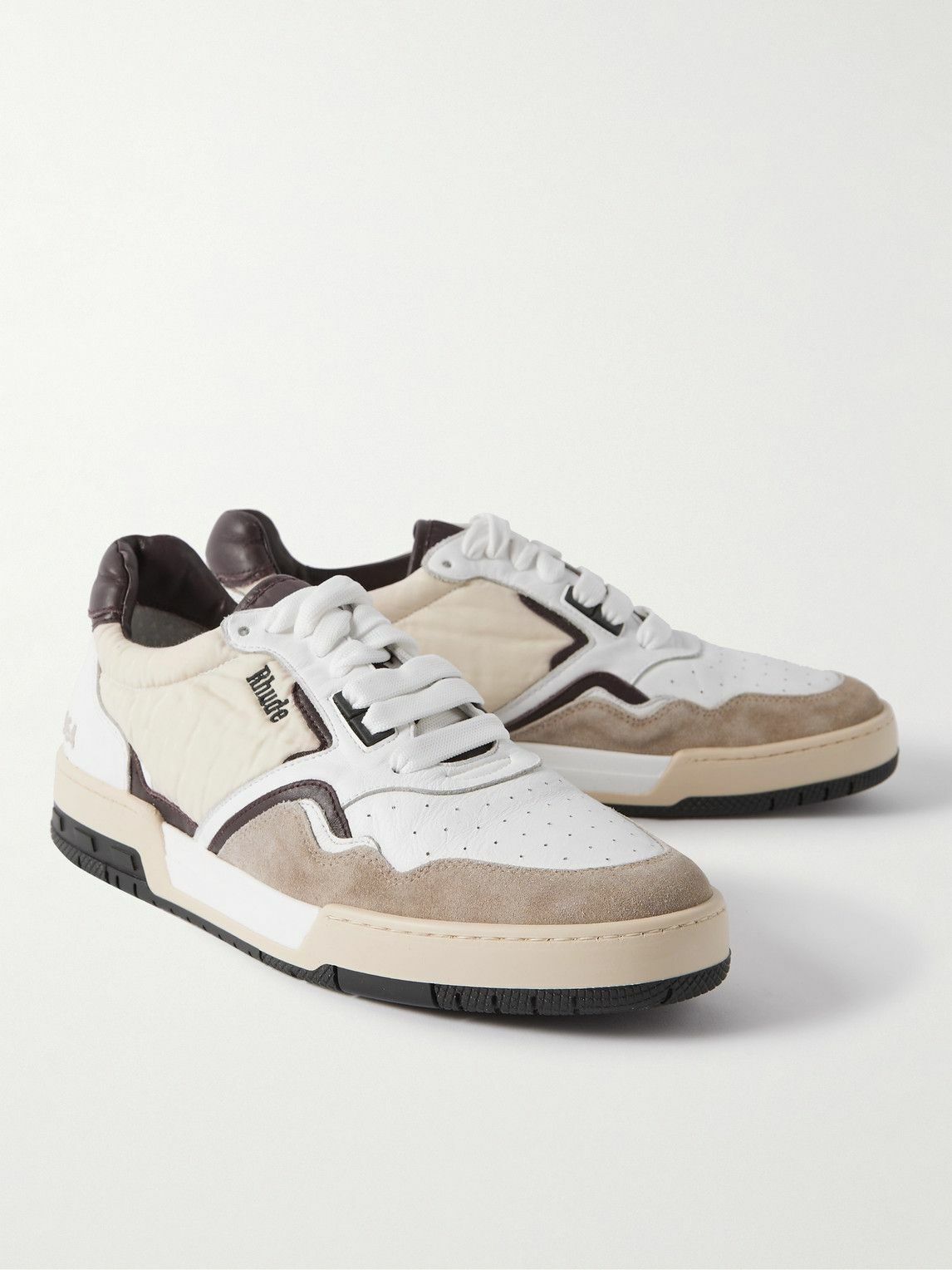 Rhude - Racing Suede-Trimmed Leather and Shell Sneakers - White Rhude