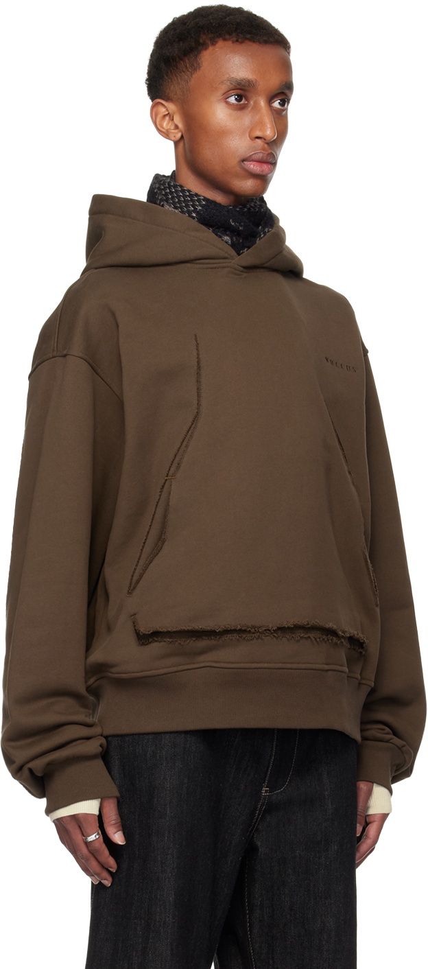 NULLUS Brown Slit Cut Hoodie NULLUS