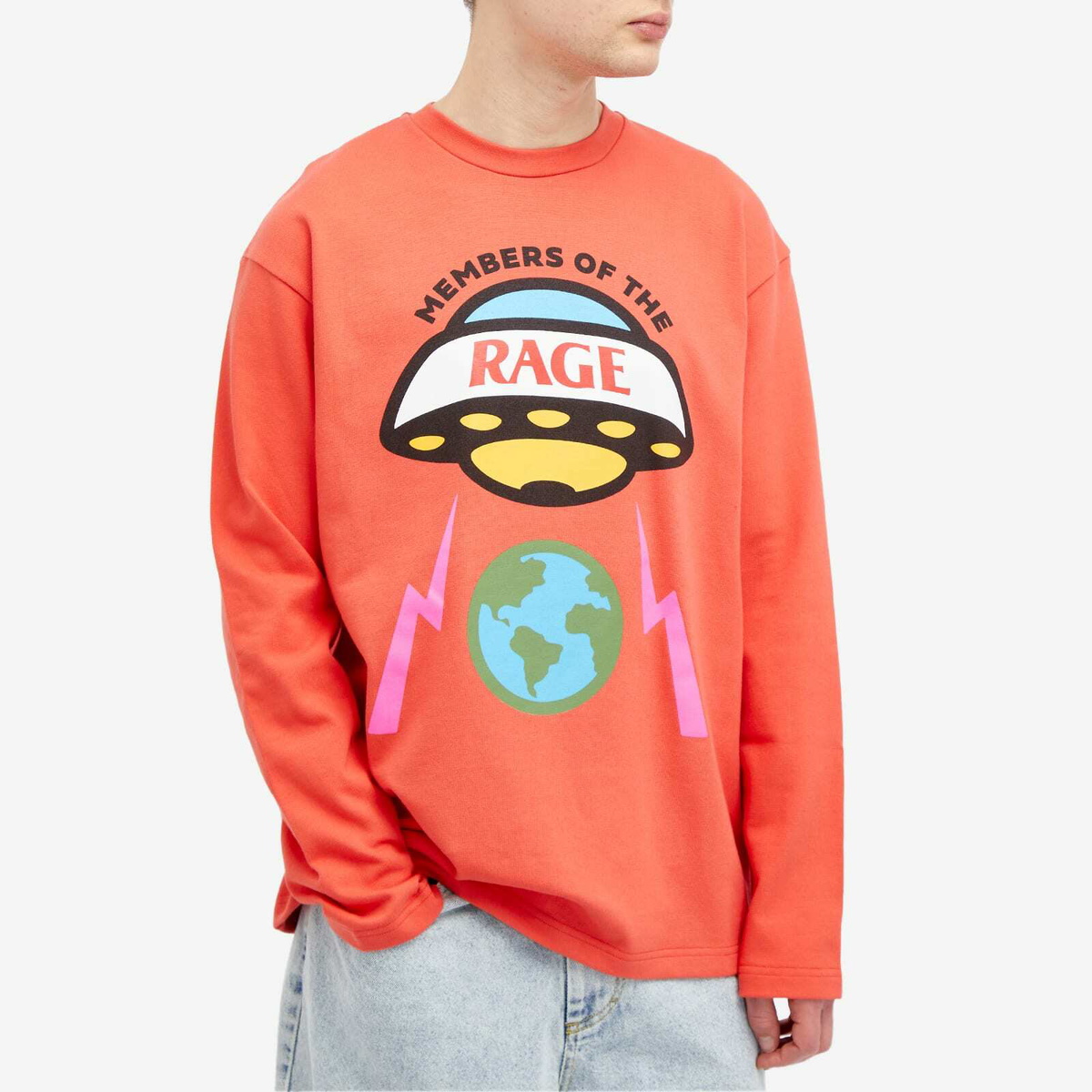 Members of the Rage Men's Oversized UFO Long Sleeve T-Shirt in Infrared ...