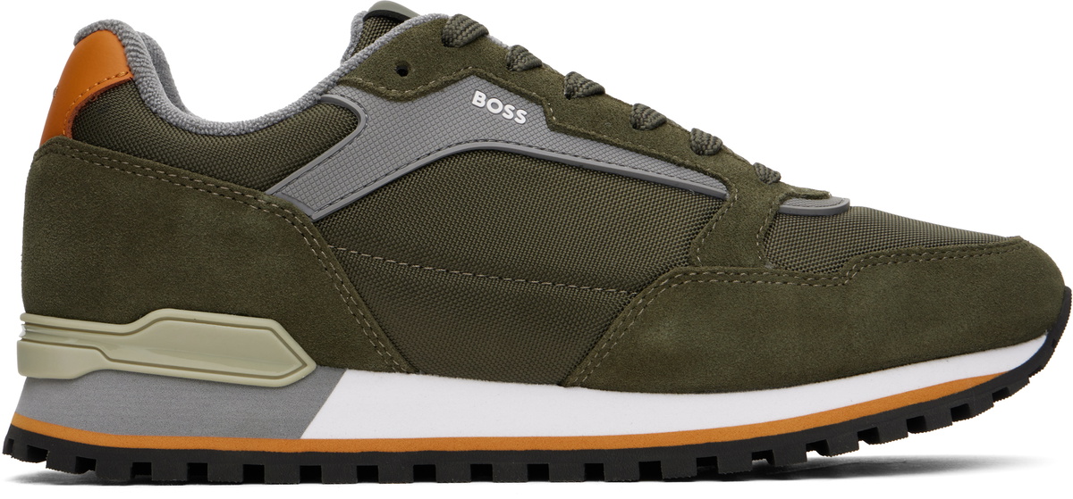 BOSS Khaki Embossed-Logo Sneakers BOSS