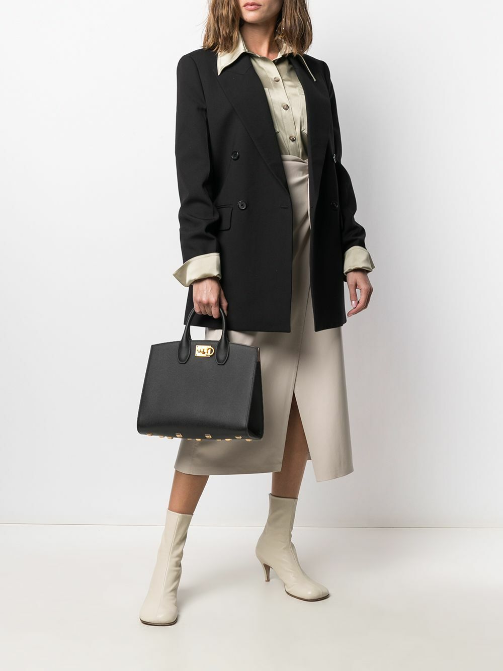 FERRAGAMO - Studio Box Leather Top Handle Bag Salvatore Ferragamo
