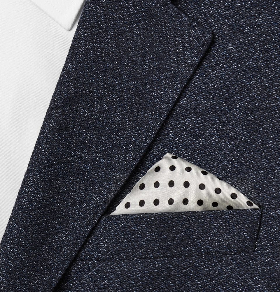 Tom Ford Polka Dot Silk Twill Pocket Square White Tom Ford