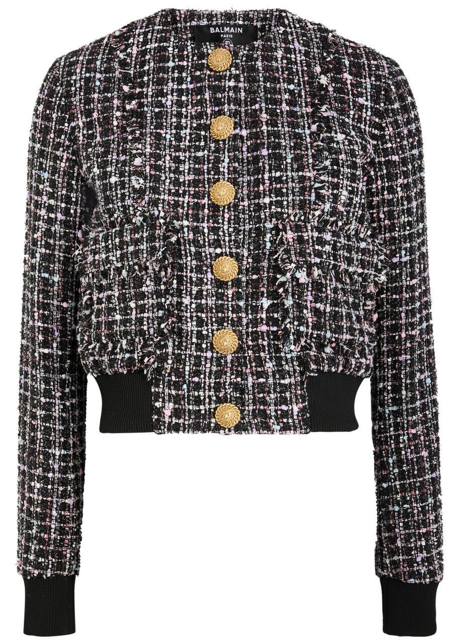 Balmain Metallic Tweed Bomber Jacket Multicoloured 1 Balmain