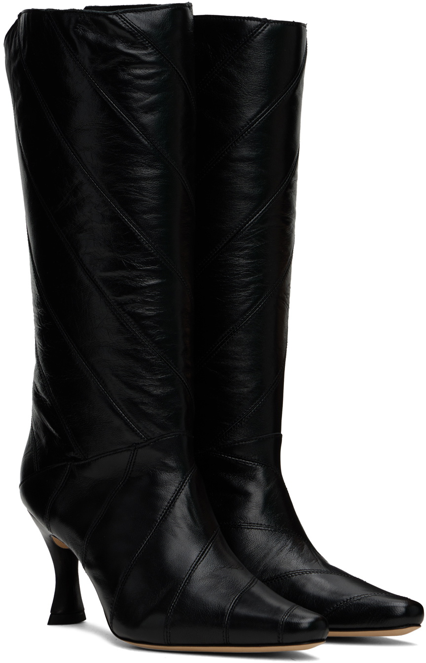 BY FAR Black Steph Creased Leather Boots By Far