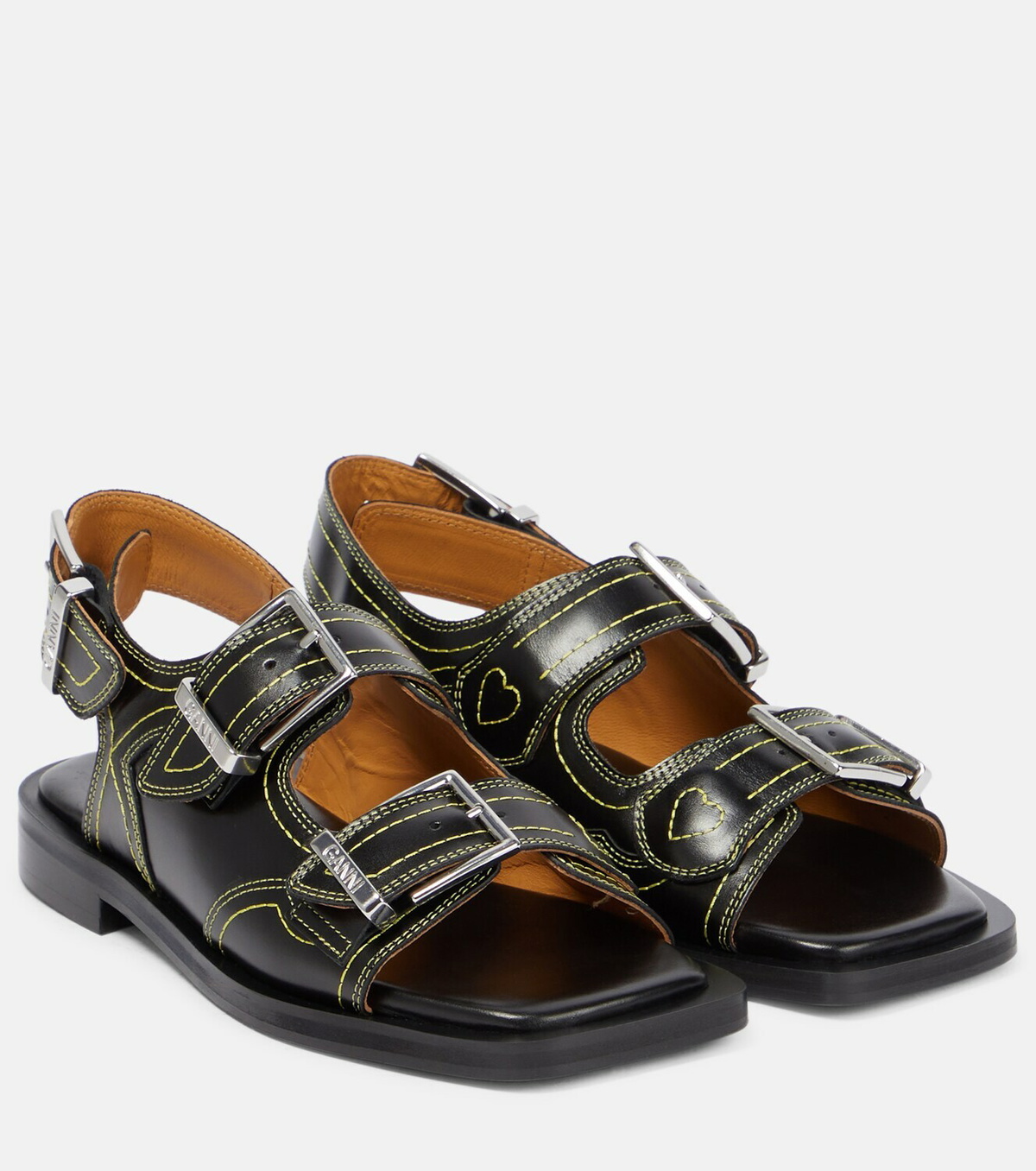 Ganni - Buckle leather sandals GANNI
