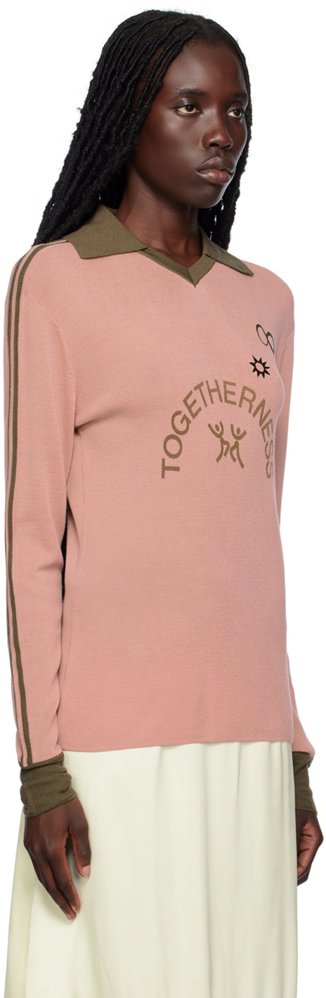 Wales Bonner Pink 'Togetherness' Long Sleeve T-Shirt Wales Bonner