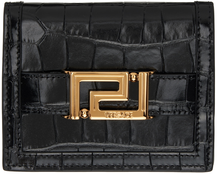 Versace Black Croc Greca Goddess Wallet Versace