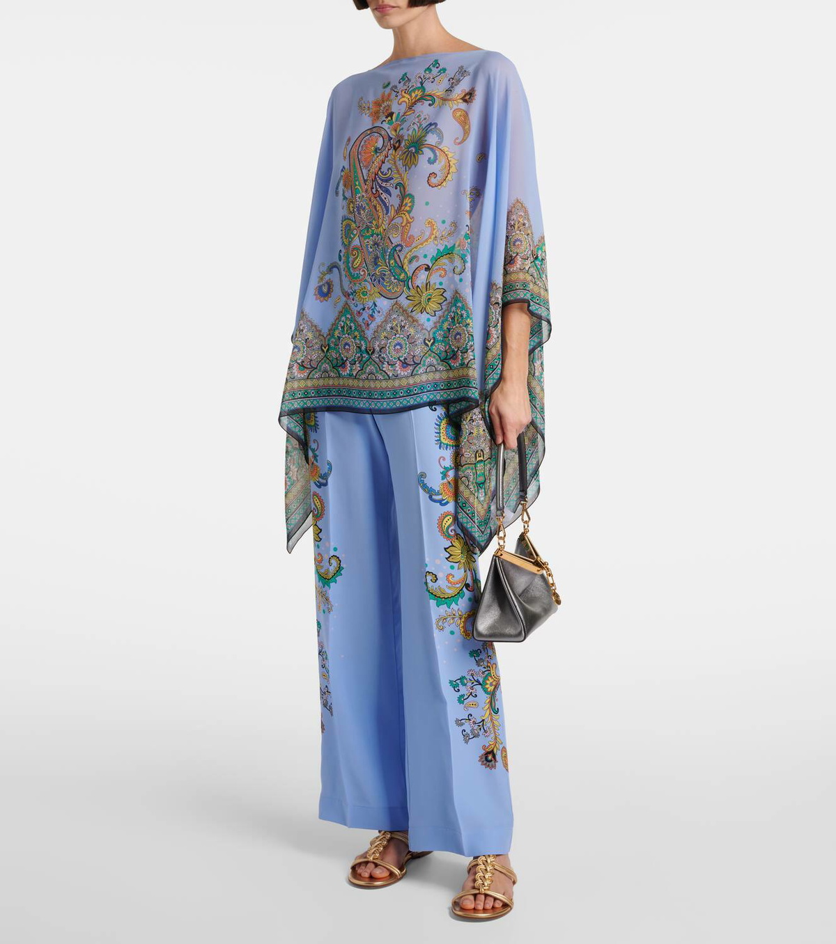 Etro Printed silk poncho Etro