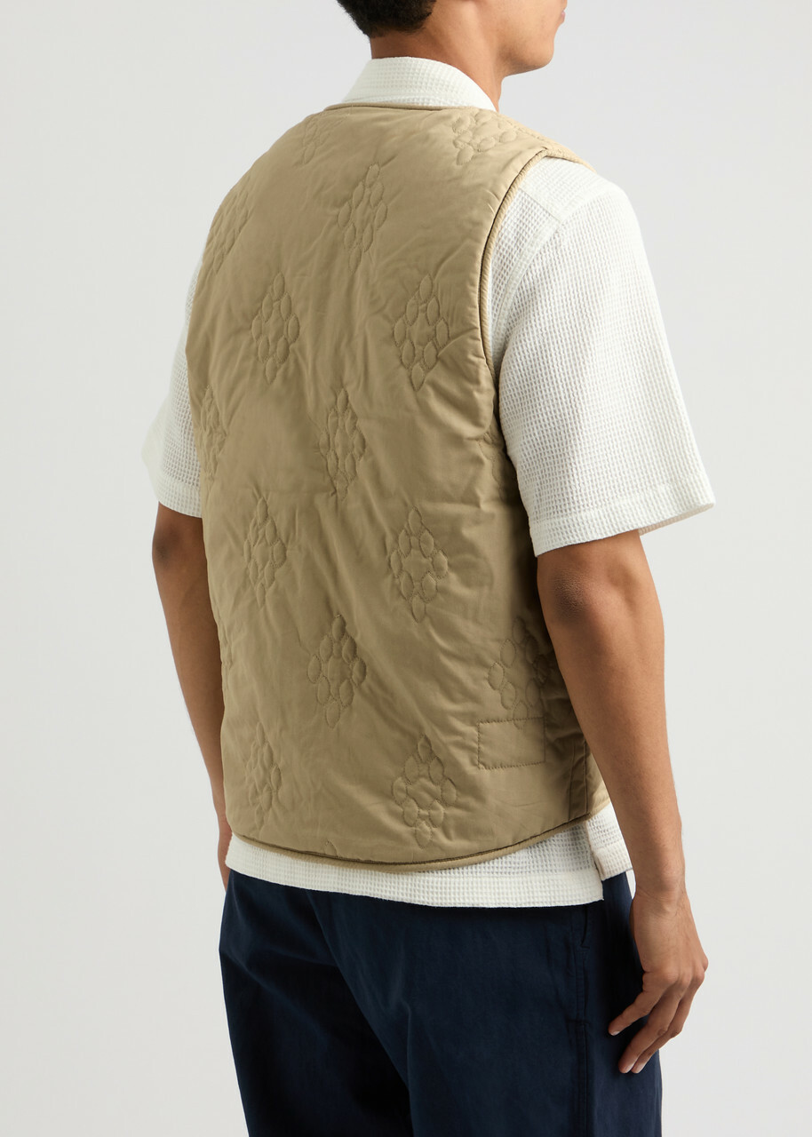 Universal Works Quilted Embroidered Gilet Beige Universal Works