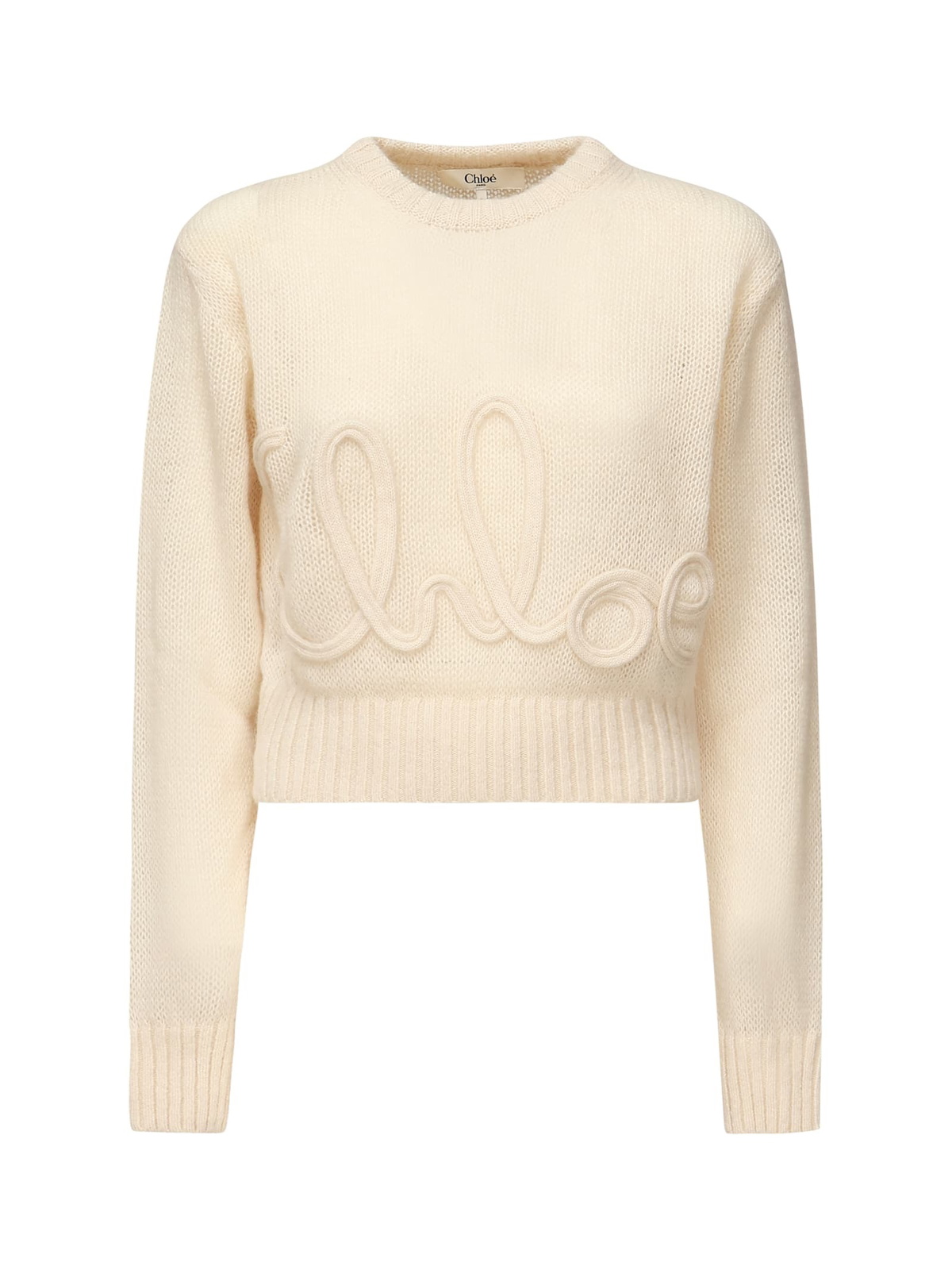 Chloé Alpaca Wool And Silk Knitted Logo Sweater Chloe