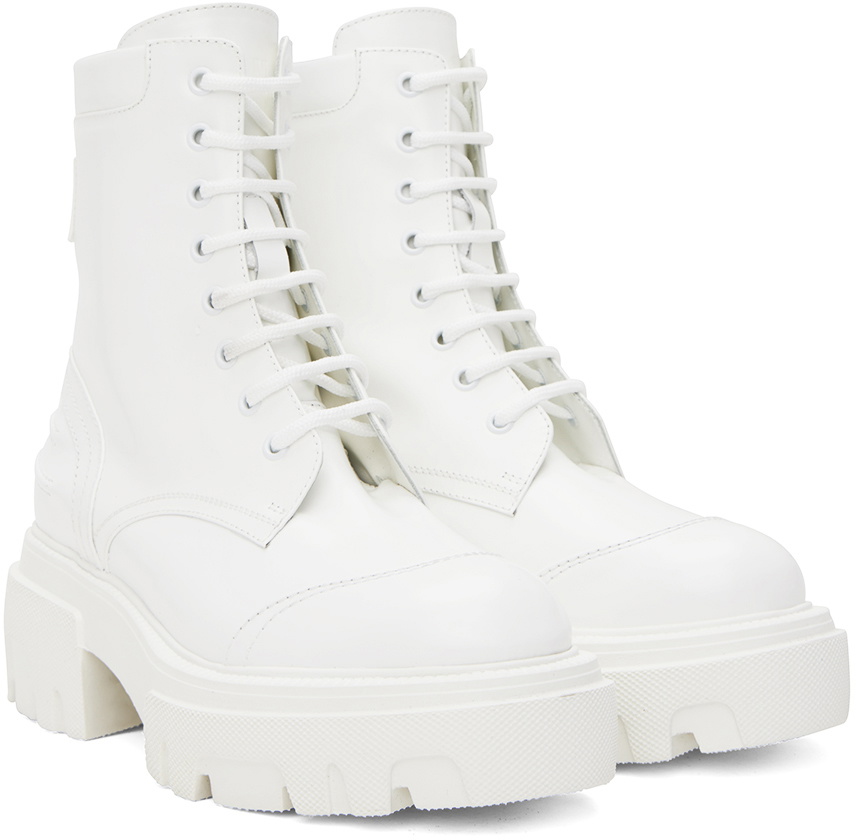 MSGM White Lace-Up Boots MSGM