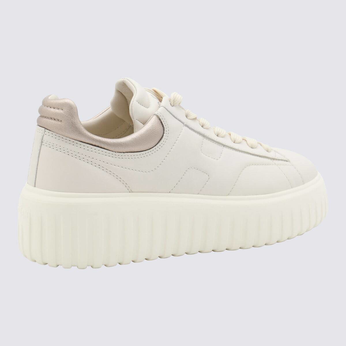Hogan White And Cream Leather Sneakers Hogan