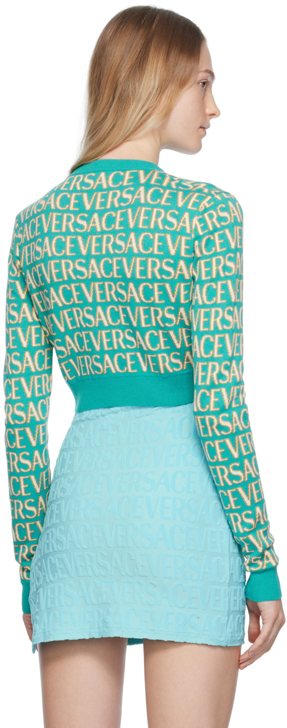 Versace Blue Allover Cardigan Versace