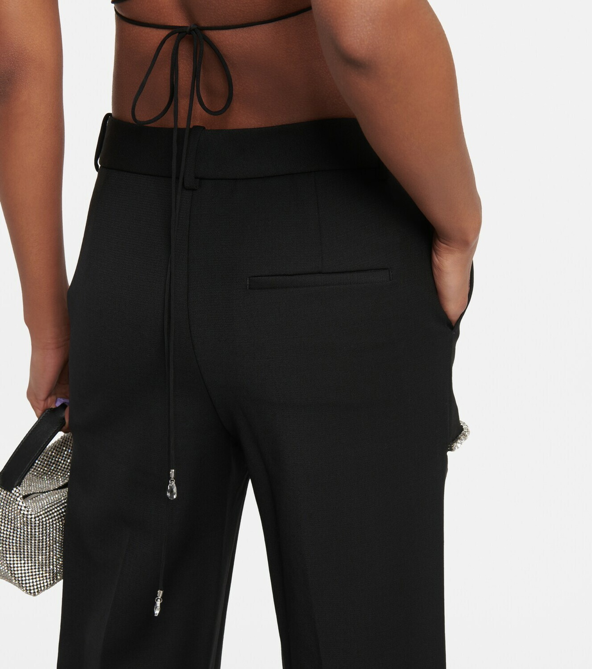 Area Crystal-embellished wool crêpe pants AREA