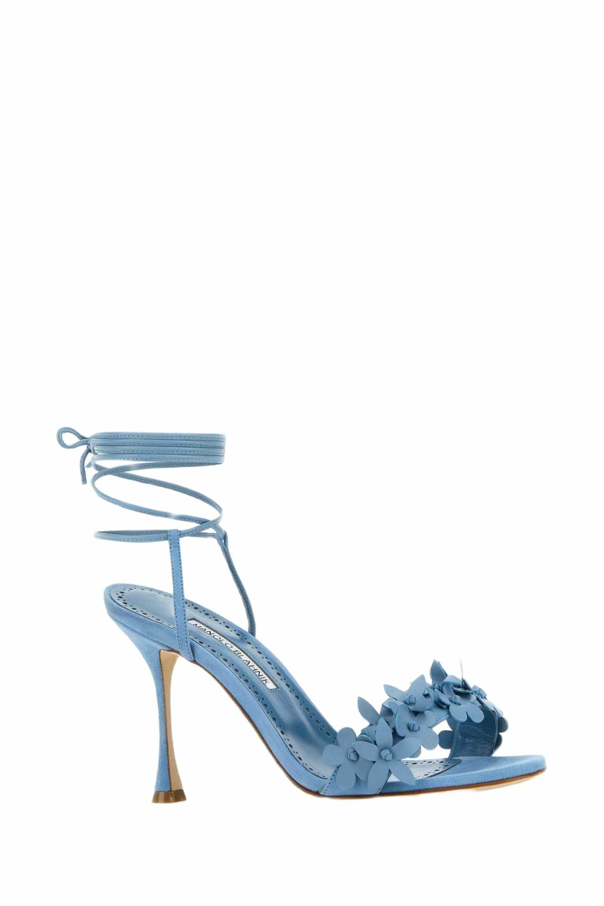 Manolo Blahnik Light Blue Leather Anista Sandals Manolo Blahnik