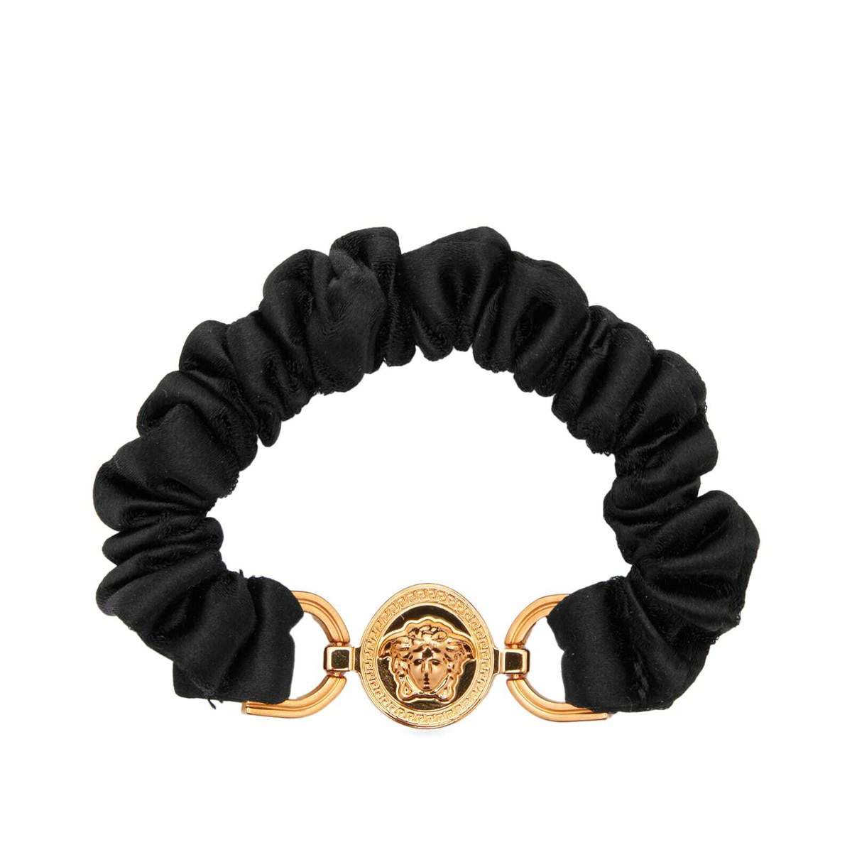 Versace Women's Medusa Head Scrunchie in Black Gold Versace