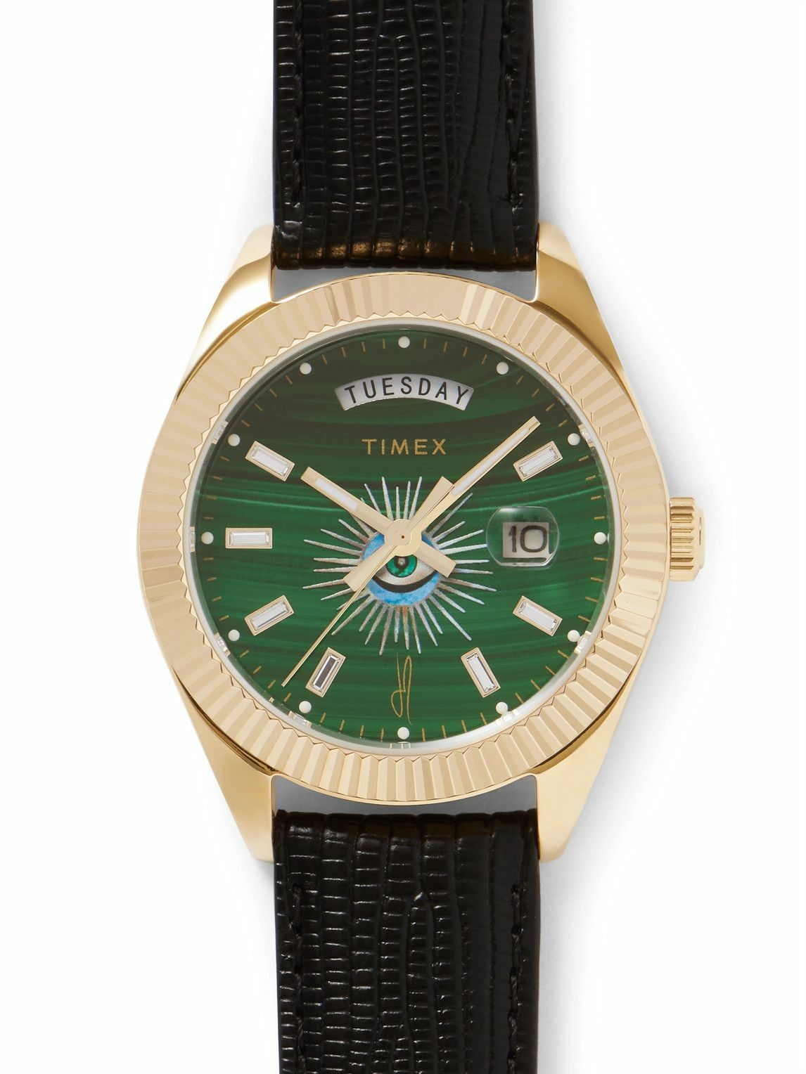 Timex - Jacquie Aiche Legacy Day Date 41mm Stainless Steel, Malachite ...