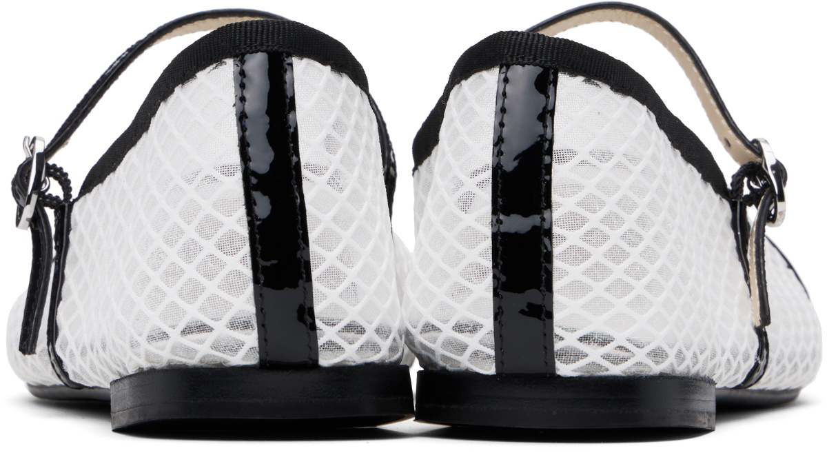 Repetto White & Black Georgiana Mesh Mary-Jane Ballerina Flats Repetto