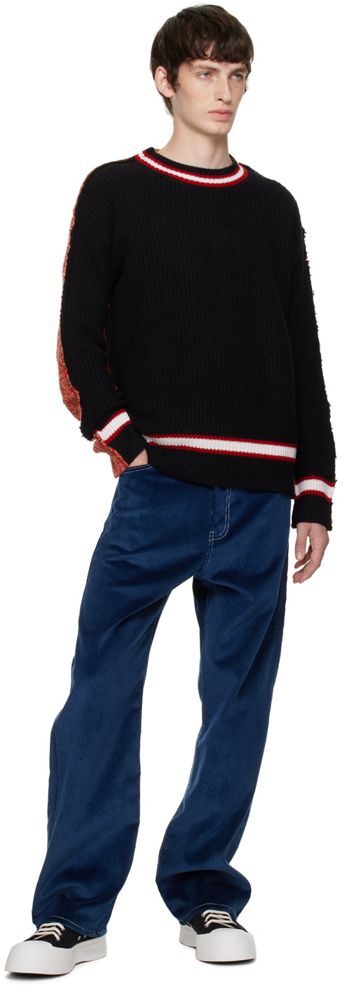 Marni Black & Red Half College Sweater Marni