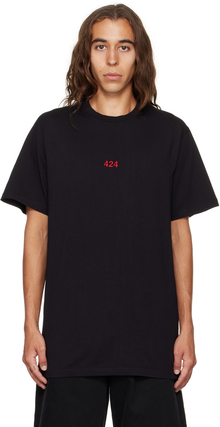 424 Black Embroidered T-Shirt 424
