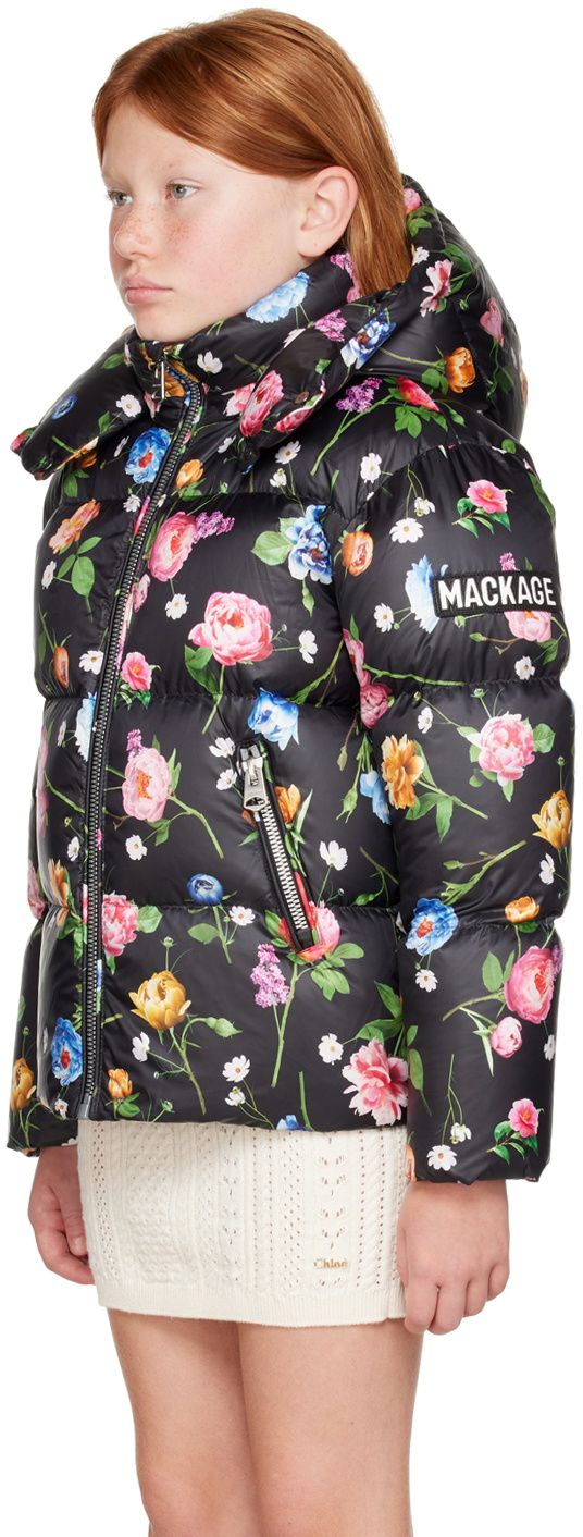 Mackage Kids Black & Pink Down Jesse Jacket Mackage