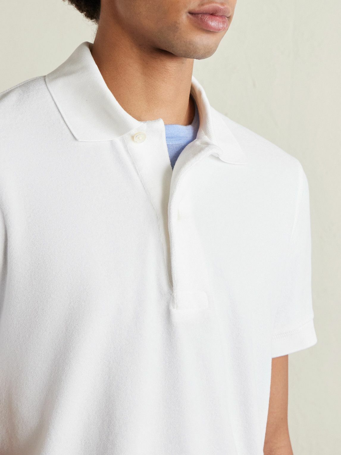 TOM FORD - Slim-Fit Cotton-Blend Terry Polo Shirt - White TOM FORD