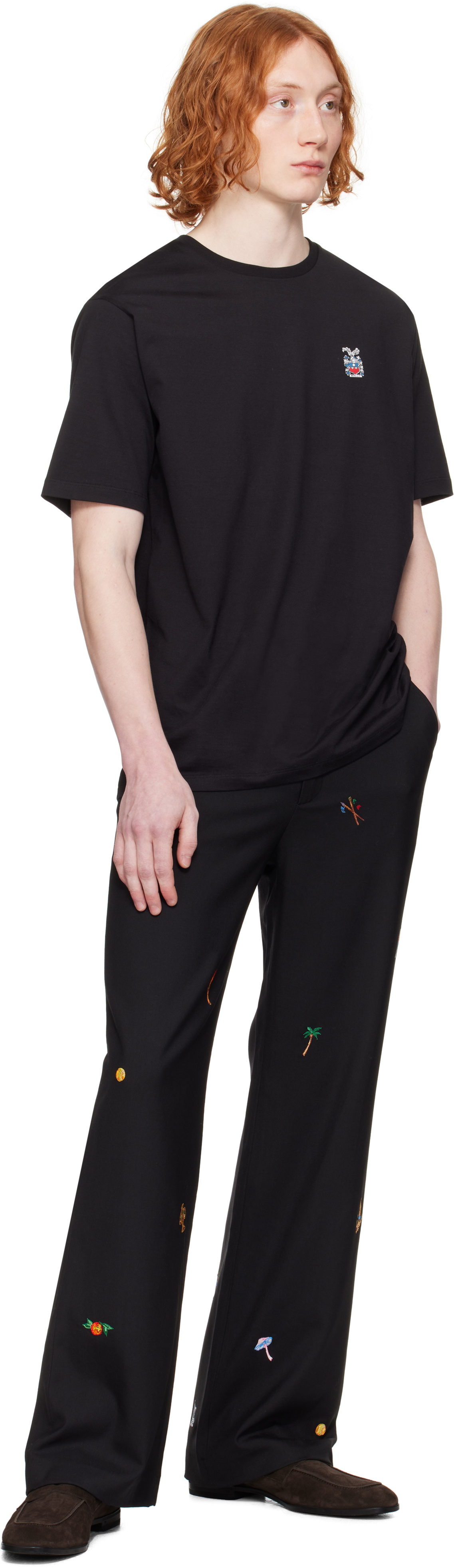 Casablanca Black Embroidered Motif Tailored Trousers Casablanca