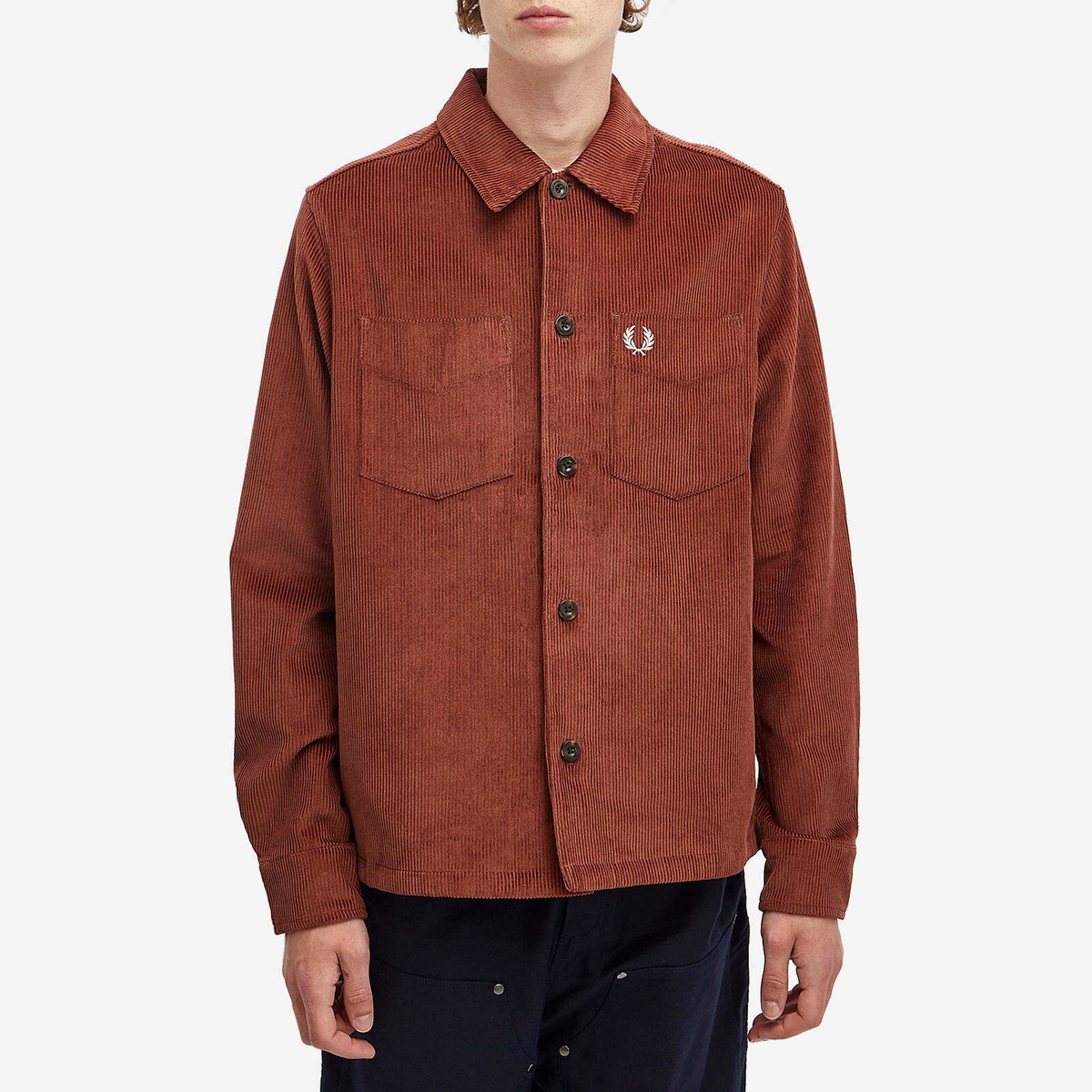 Fred Perry Men's Corduroy Overshirt in Whisky Brown Fred Perry