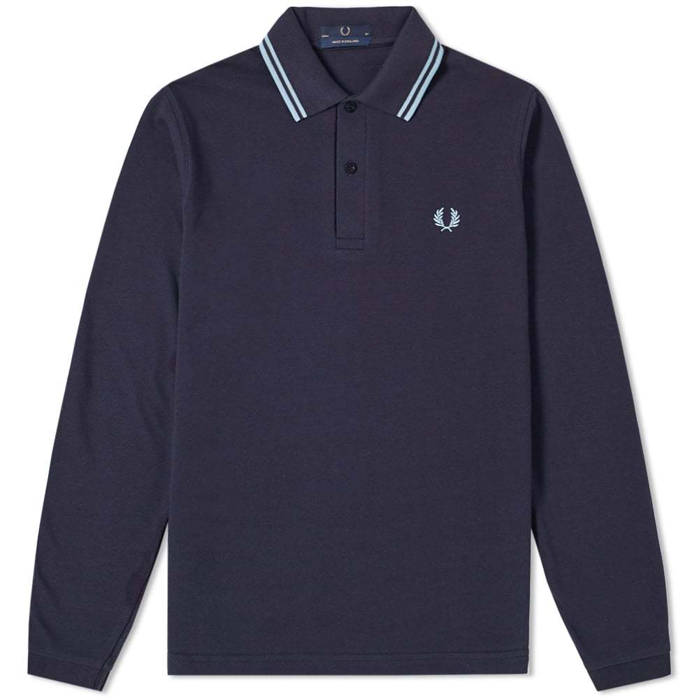 Fred Perry Long Sleeve Original Twin Tipped Polo Blue Fred Perry