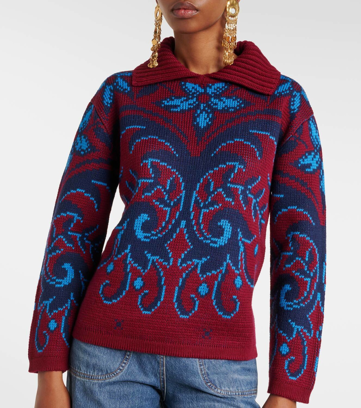 Etro Paisley wool jacquard polo sweater Etro