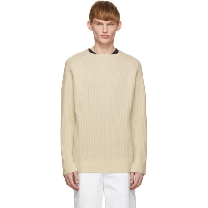 Joseph White Wool Round Neck Sweater Joseph