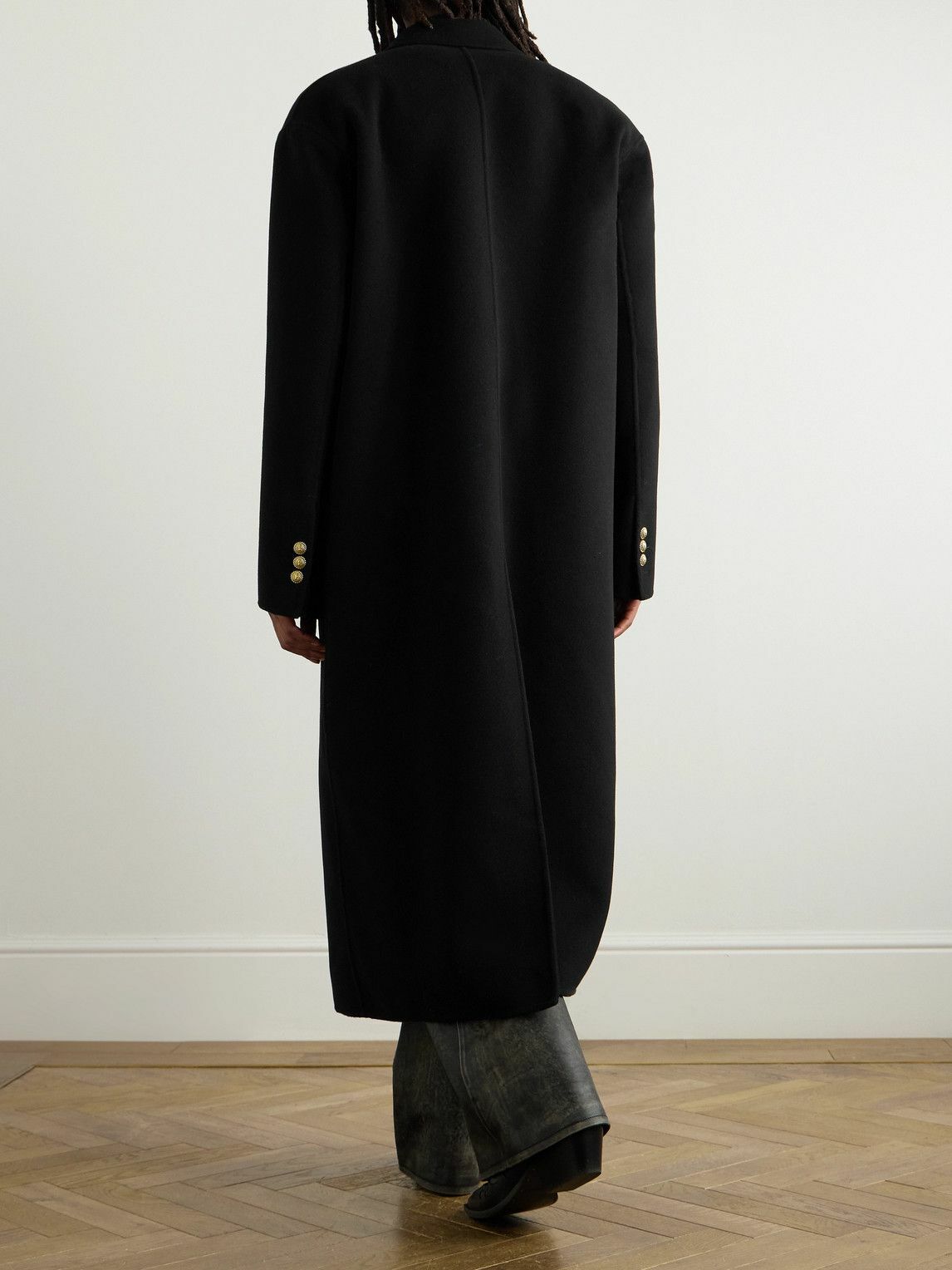 Balmain - Double-Breasted Virgin Wool and Cashmere-Blend Coat - Black ...