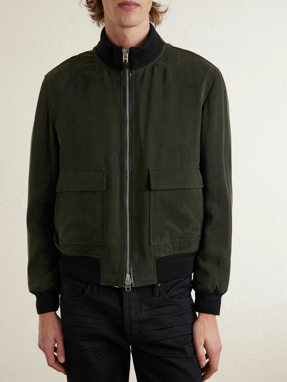 TOM FORD - Gabardine Bomber Jacket - Green TOM FORD