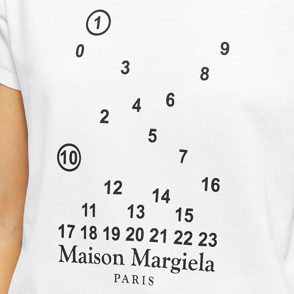 Maison Margiela Women's Boxy Numbers Logo T-Shirt in White Maison Margiela