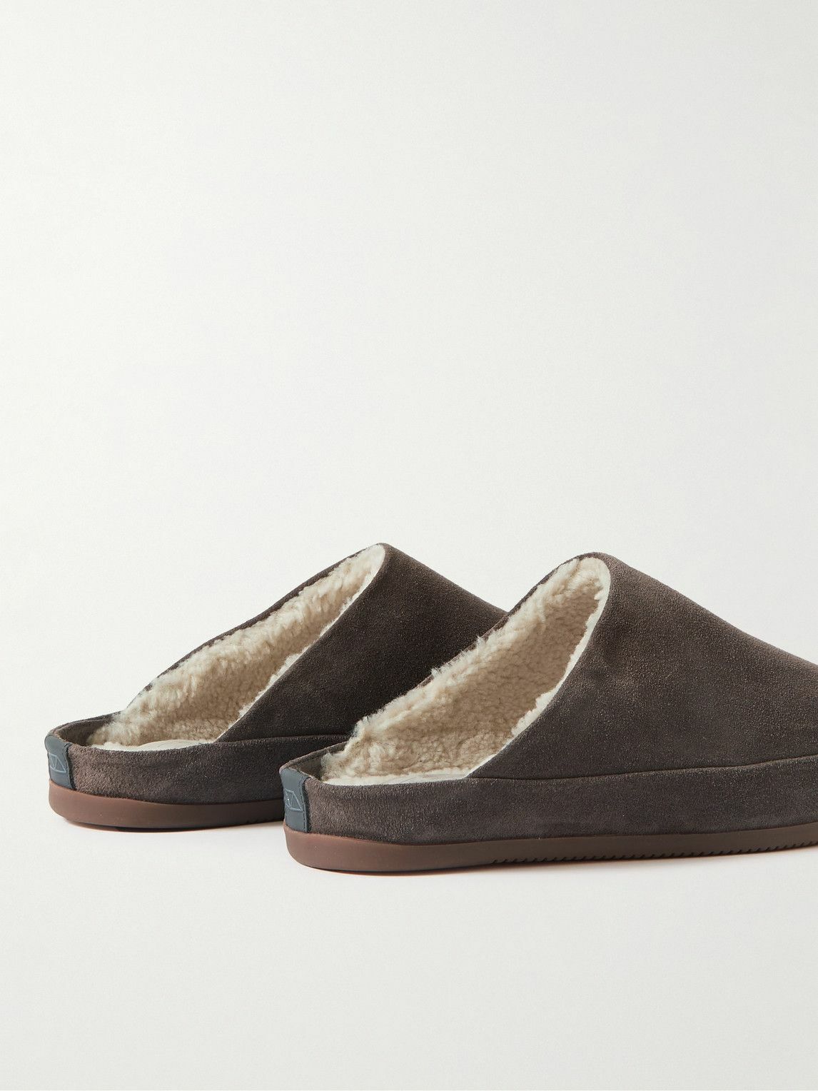Mulo - Shearling-Lined Suede Slippers - Brown Mulo