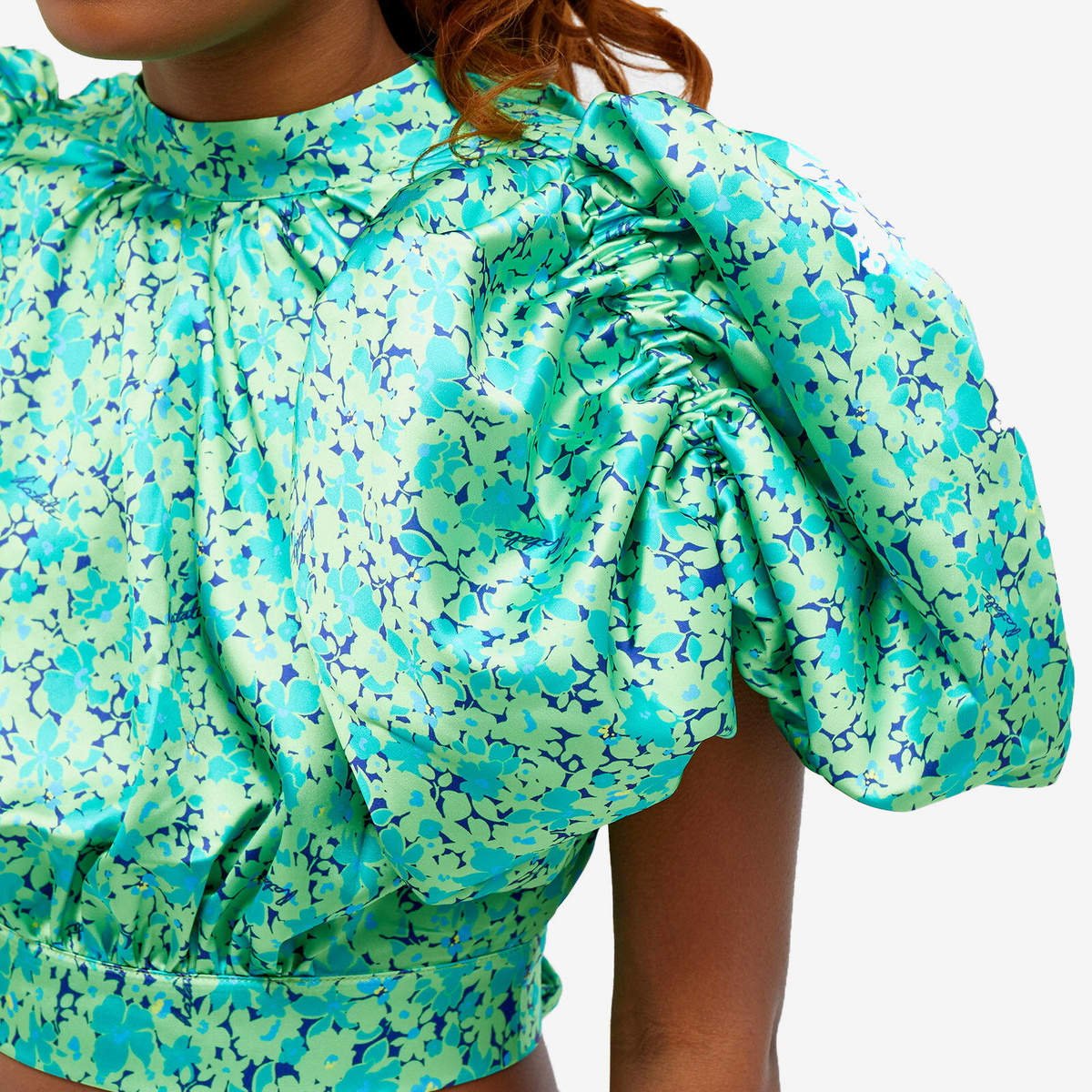 Rotate Women's Puff Sleeve Top in Clematis Blue Combi ROTATE Birger ...