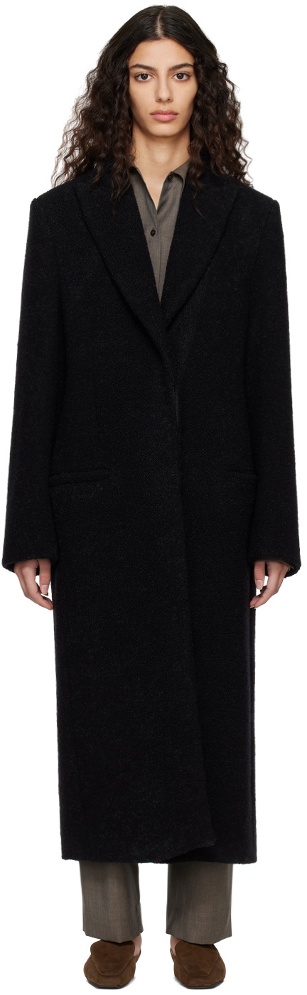Totême Black Peaked Lapel Coat Toteme