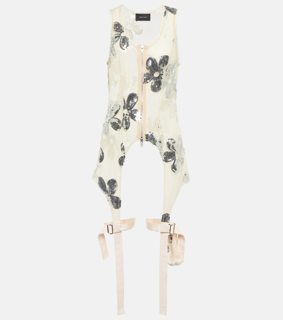 Simone Rocha - Sequined zip-up tulle top Simone Rocha