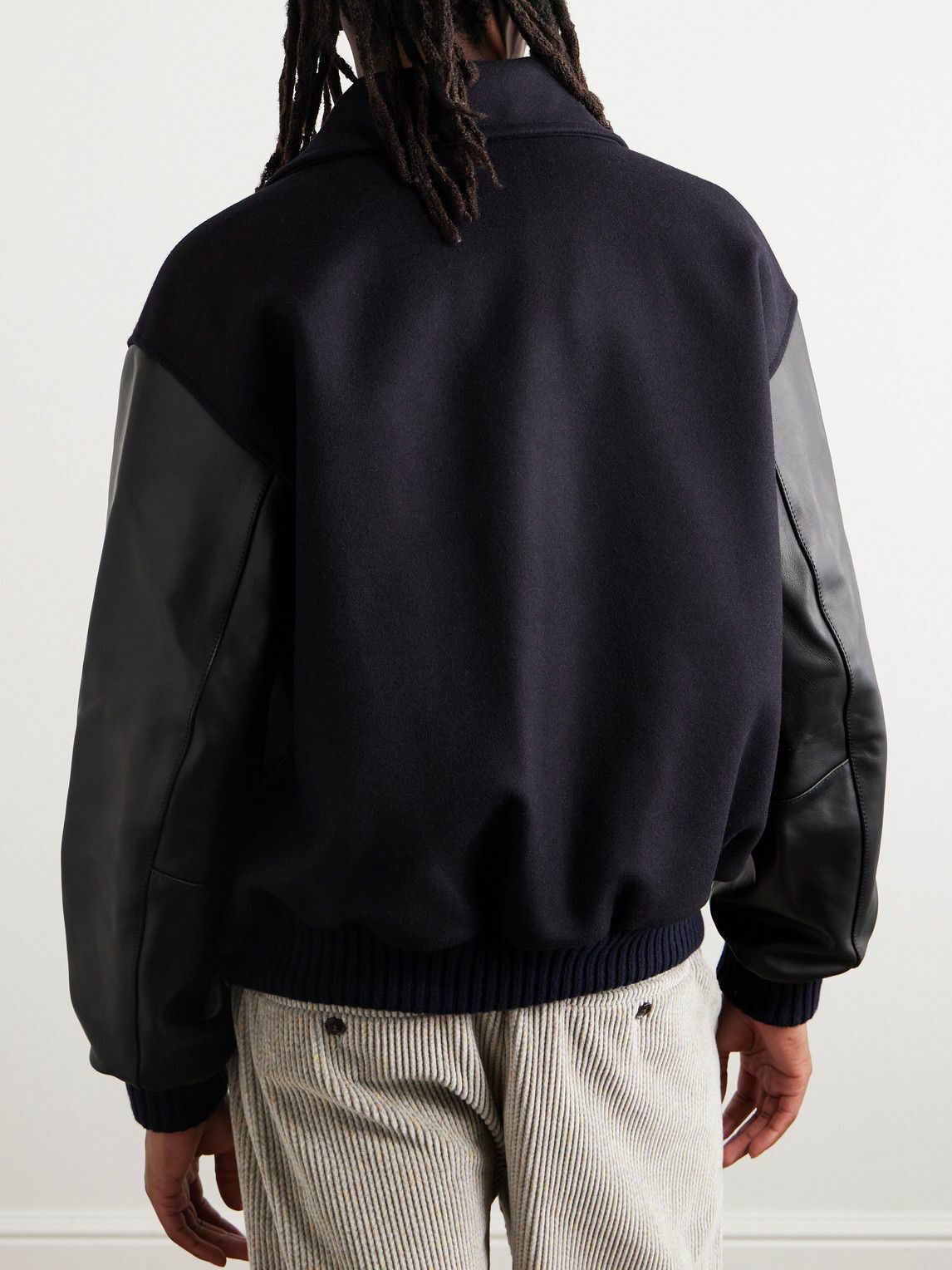 A Kind Of Guise - Bjarni Leather-Trimmed Wool and Cashmere-Blend Bomber ...