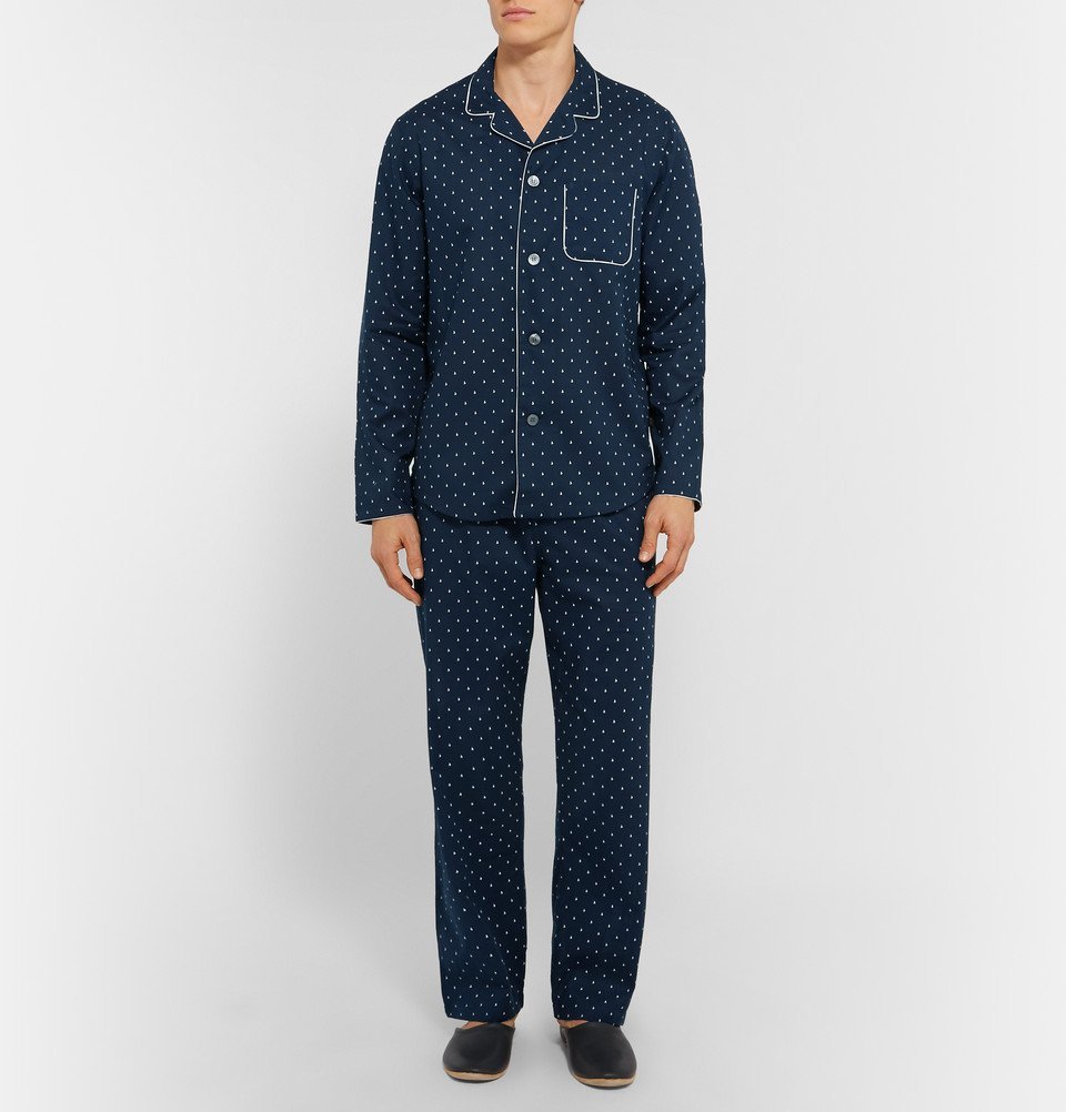 Derek Rose - Nelson Printed Cotton Pyjama Set - Men - Navy Derek Rose
