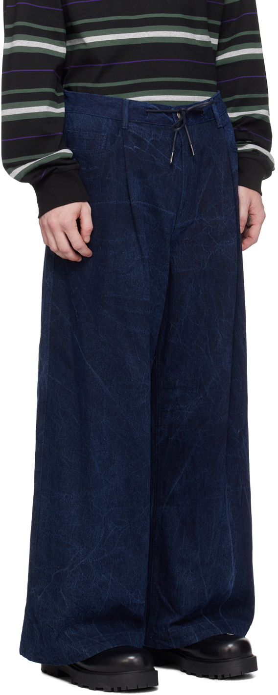 Juun.J Indigo Oil-Washed Wide Jeans Juun.J