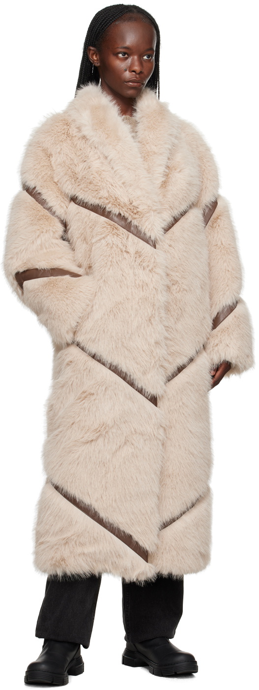 Stand Studio Beige Everleigh Faux-Fur Coat Stand Studio